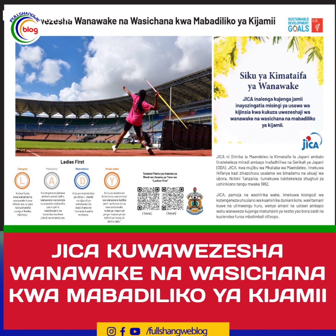 JICA KUWAWEZESHA WANAWAKE NA WASICHANA KWA MABADILIKO YA KIJAMII – Full ...