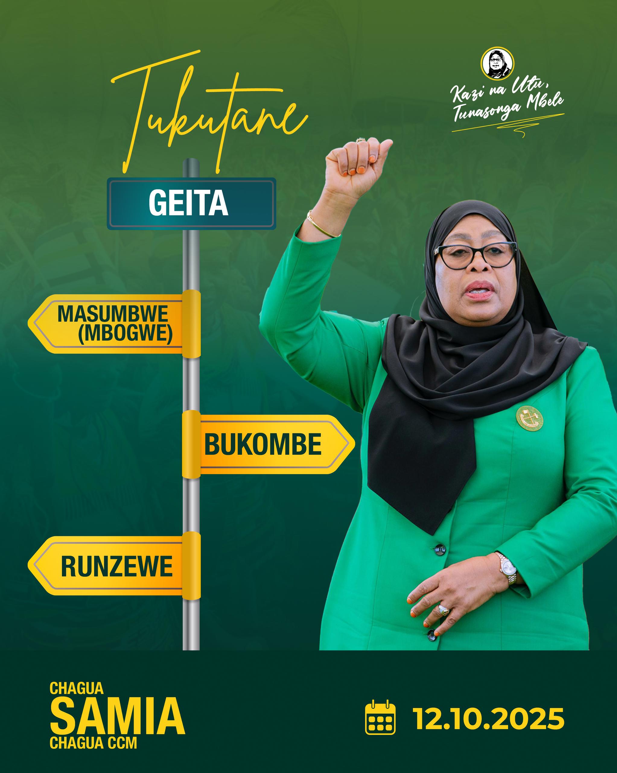 DKT. SAMIA AENDELEZA KAMPENI GEITA, KUHUTUBIA MASUMBWE, RUNZEWE NA ...