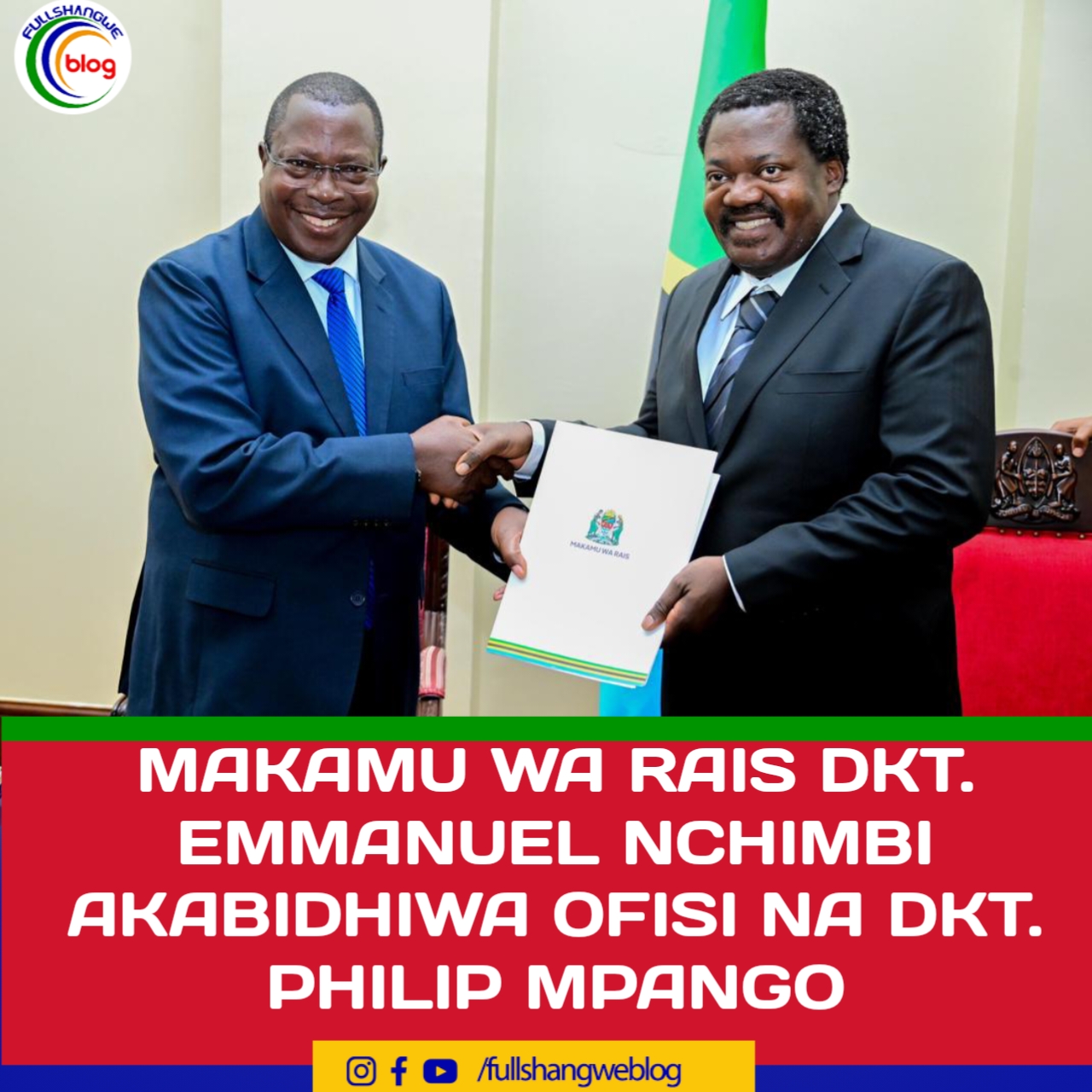 MAKAMU WA RAIS DKT. EMMANUEL NCHIMBI AKABIDHIWA OFISI NA DKT. PHILIP ...