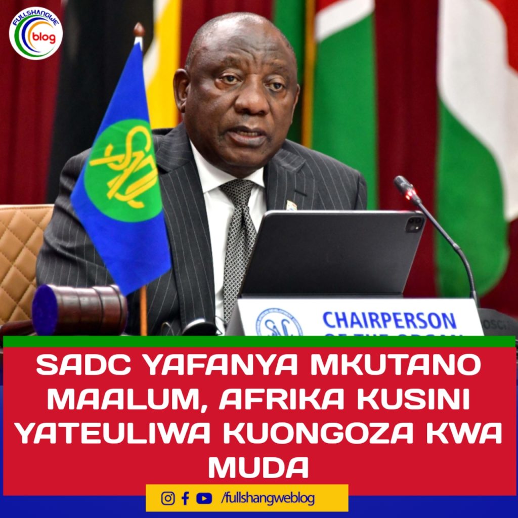 SADC YAFANYA MKUTANO MAALUM, AFRIKA KUSINI YATEULIWA KUONGOZA KWA MUDA ...