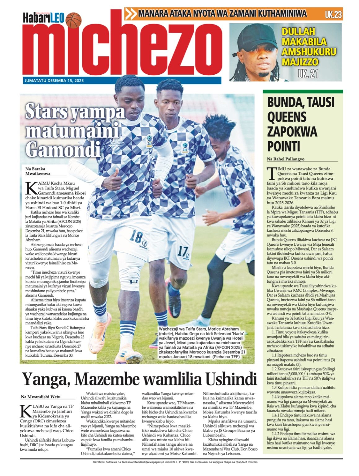 PITIA VICHWA VYA HABARI KATIKA MAGAZETI YA LEO DISEMBA 15, 2025 – Full ...