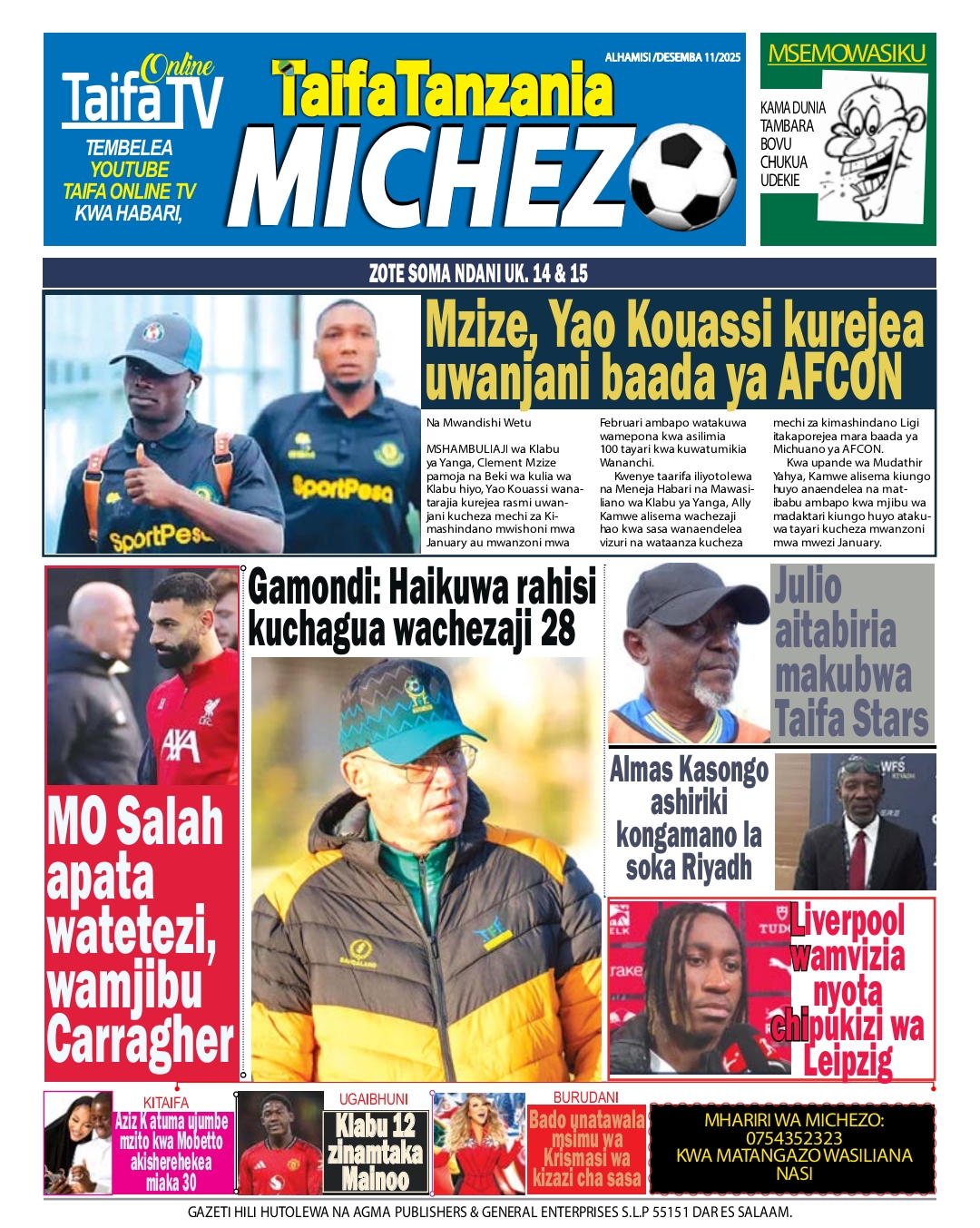 PITIA VICHWA VYA HABARI KATIKA MAGAZETI YA LEO DISEMBA 11, 2025 – Full ...