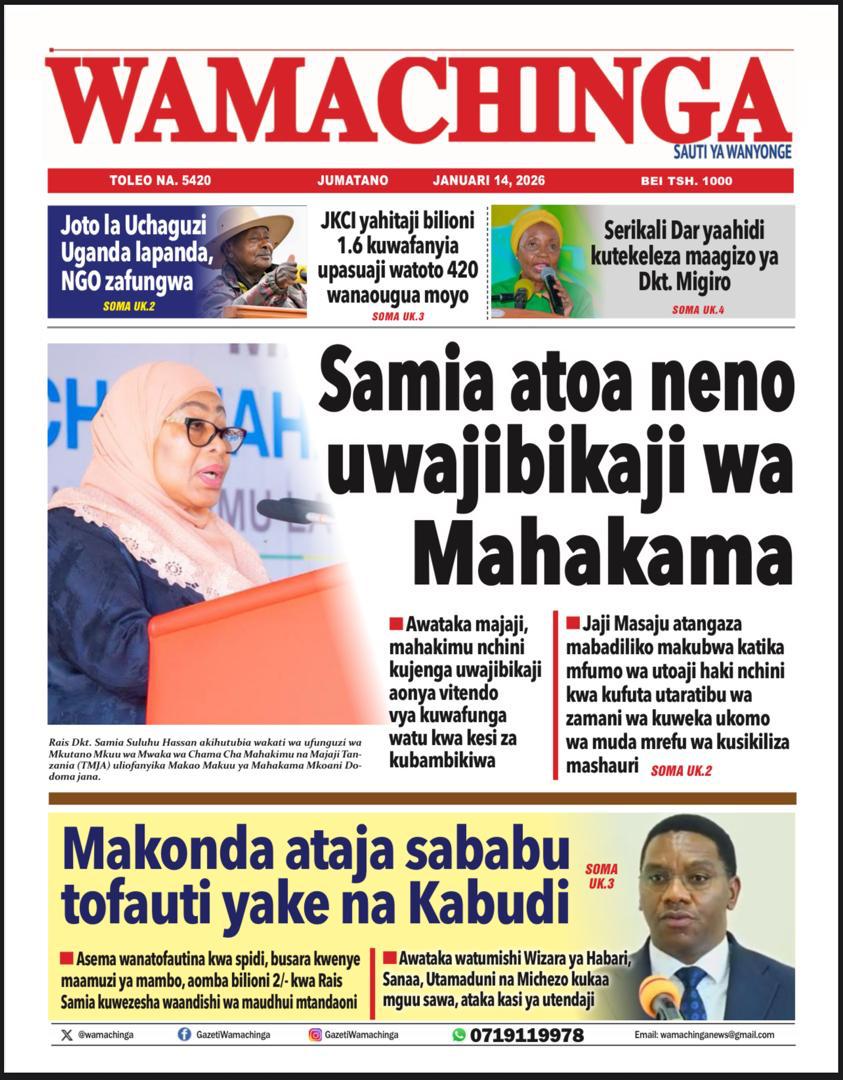 PITIA VICHWA VYA HABARI KATIKA MAGAZETI YA LEO JANUARI 14, 2026 – Full ...