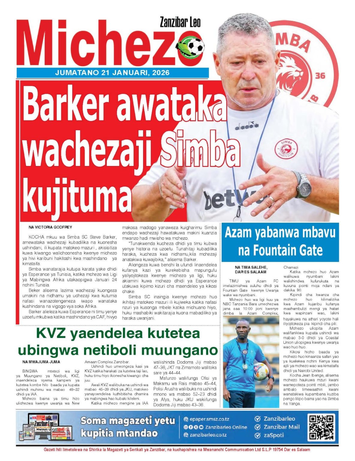 PITIA VICHWA VYA HABARI KATIKA MAGAZETI YA LEO JANUARI 21, 2026 – Full ...