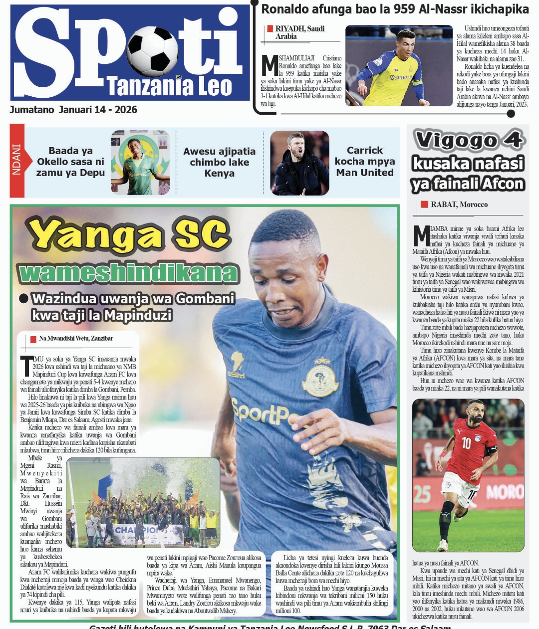 PITIA VICHWA VYA HABARI KATIKA MAGAZETI YA LEO JANUARI 14, 2026 – Full ...