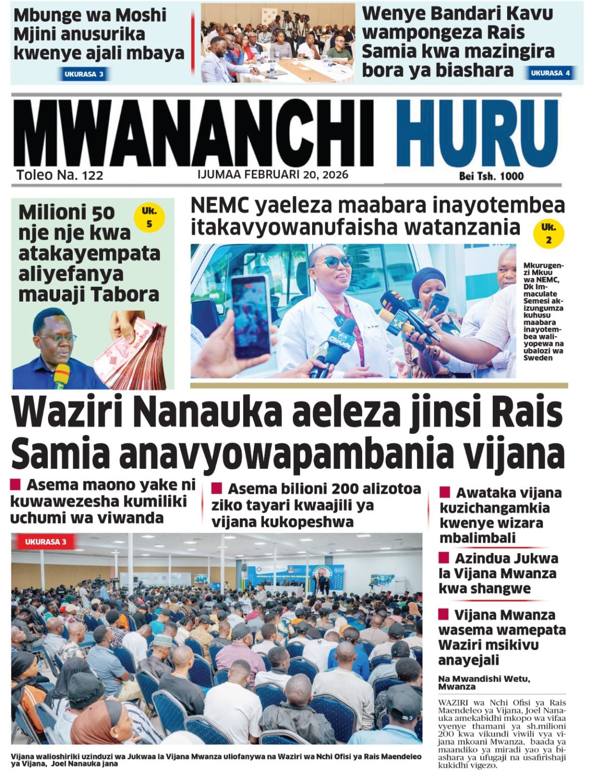 PITIA VICHWA VYA HABARI KATIKA MAGAZETI YA LEO FEBRUARI 20, 2026 – Full ...