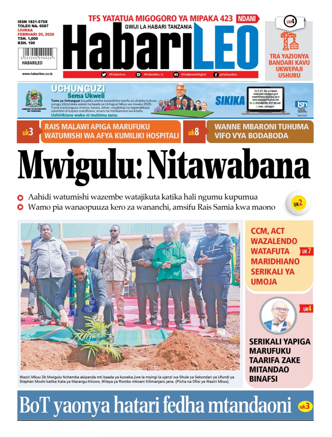 PITIA VICHWA VYA HABARI KATIKA MAGAZETI YA LEO FEBRUARI 20, 2026 – Full ...
